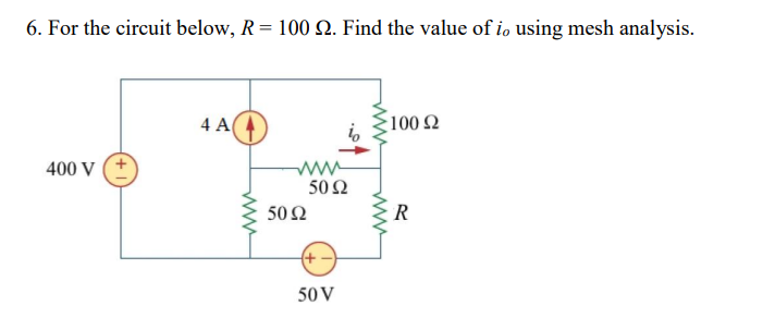 Solved For the circuit below, R=100Ω. ﻿Find the value of io | Chegg.com