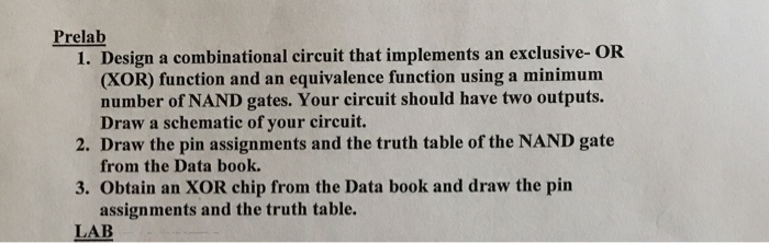 Solved Prelab 1. Design a combinational circuit that | Chegg.com
