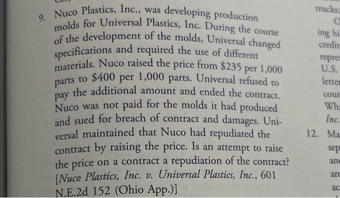 Solved 9. Nuco Plastics, Inc., was developing production | Chegg.com