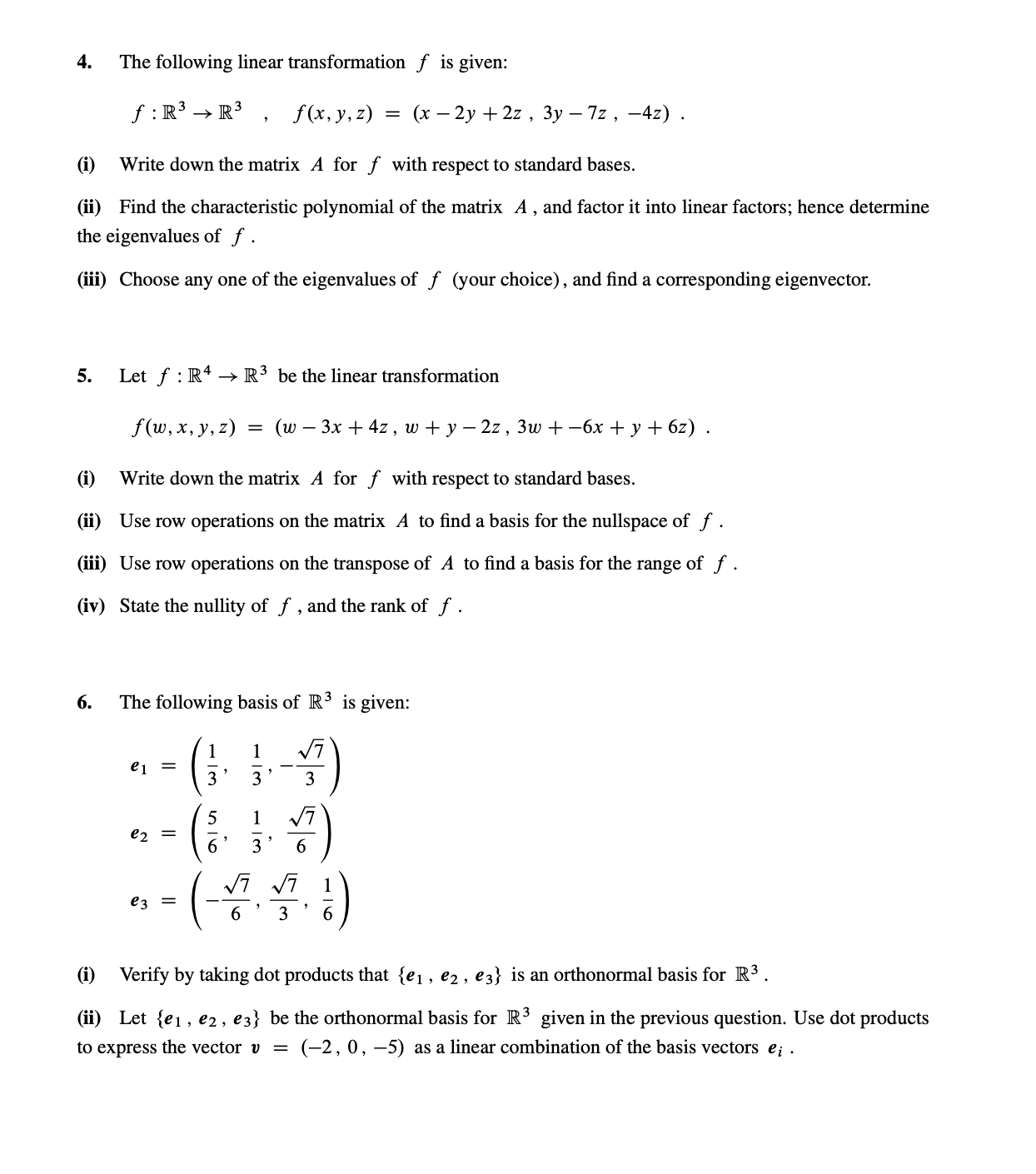 Solved The following linear transformation f is | Chegg.com