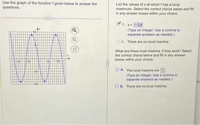 Solved Use the graph of the function f given below to answer | Chegg.com