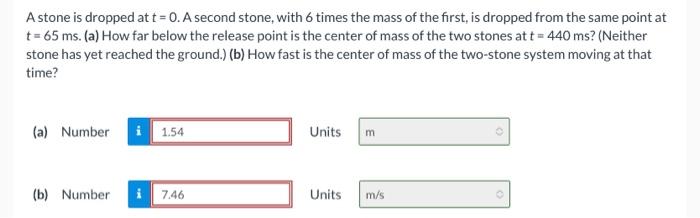 Solved A stone is dropped at t=0. A second stone, with 6 | Chegg.com