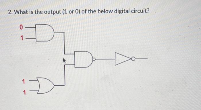 Solved 2. What is the output ( 1 or 0 ) of the below digital | Chegg.com