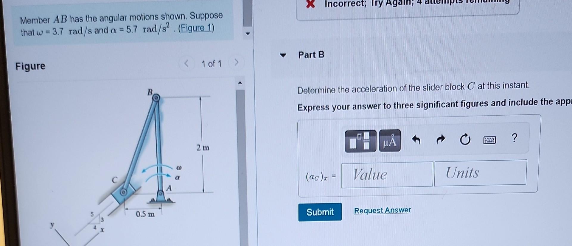 Solved Member AB has the angular motions shown. Suppose that | Chegg.com