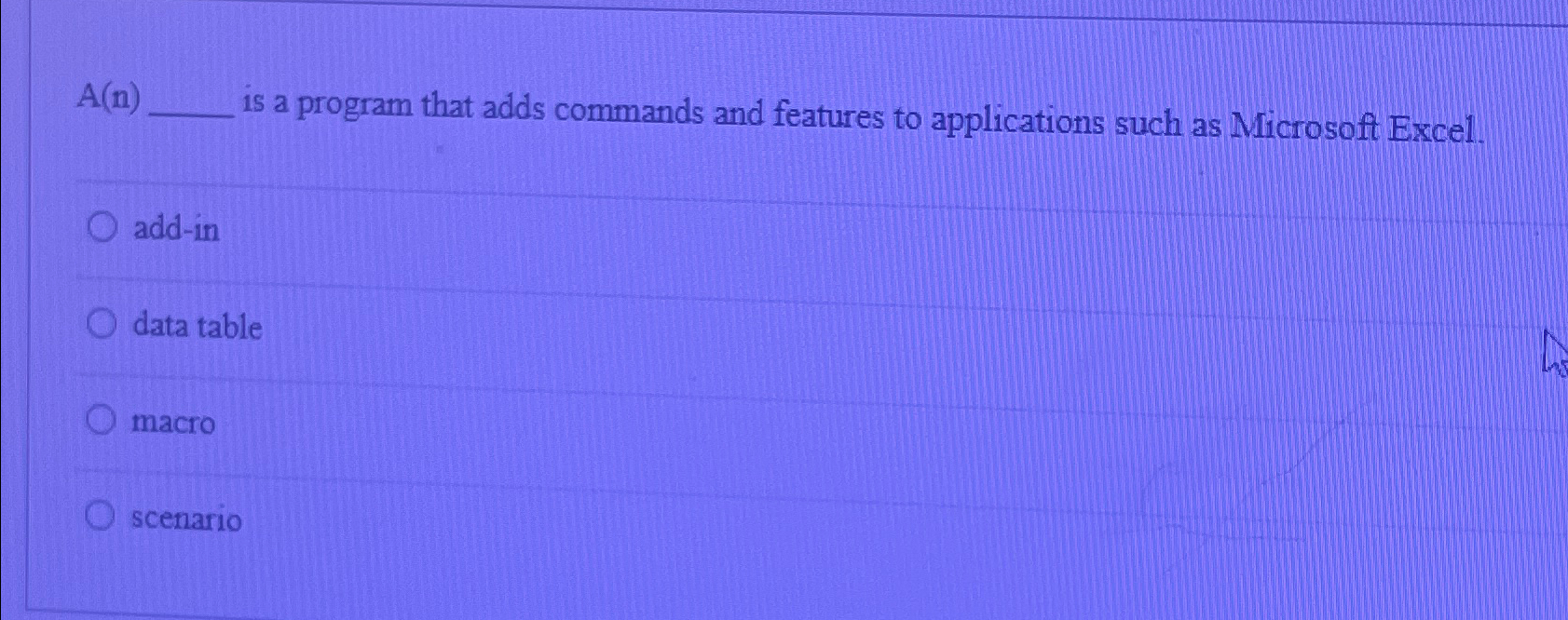 Solved A(n) ﻿is a program that adds commands and features to | Chegg.com