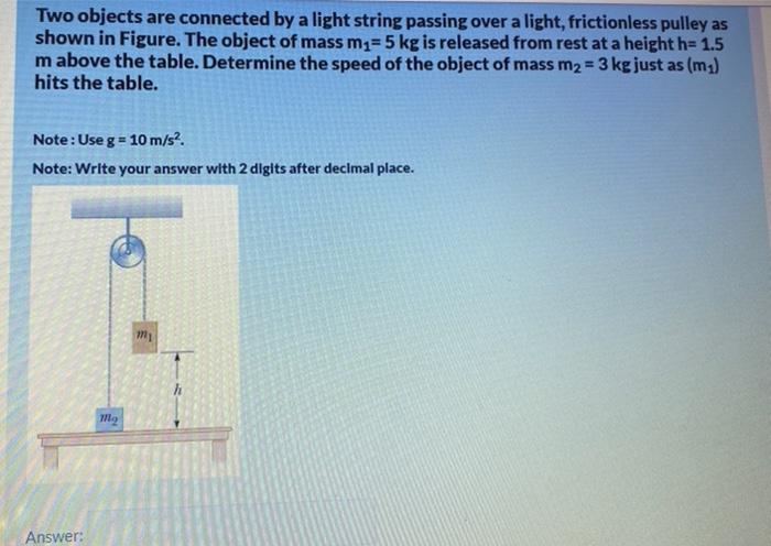 Solved Two objects are connected by a light string passing | Chegg.com