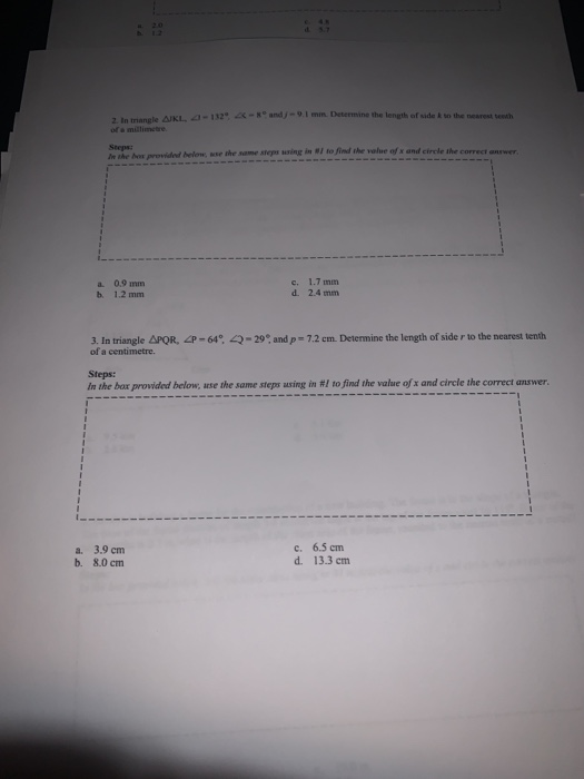 Solved MAP4C Lesson 2 Assignment - The Sine Law Part A: | Chegg.com