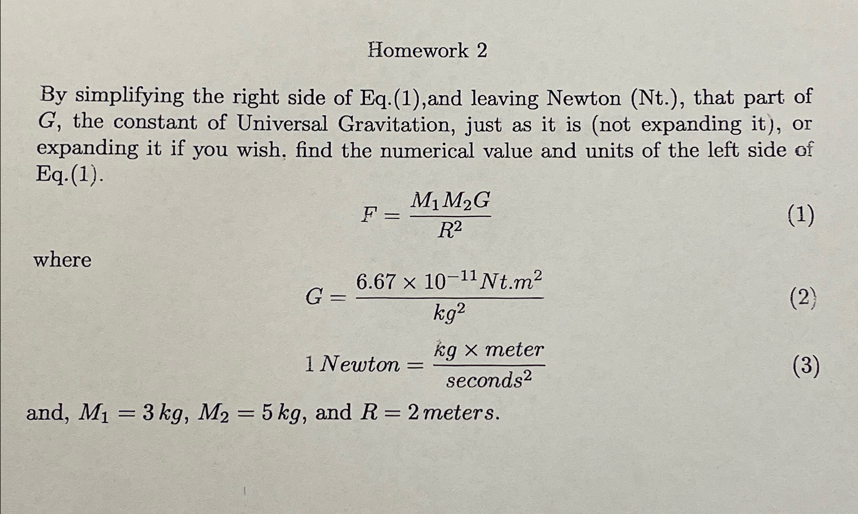 Solved Homework 2 By simplifying the right side of Eq.(1), | Chegg.com