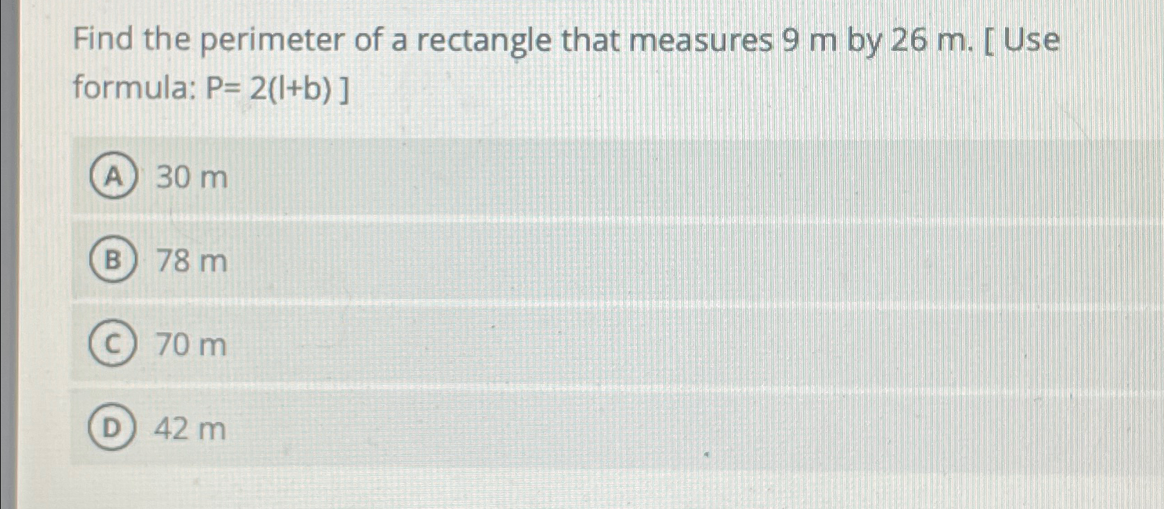 Solved Find the perimeter of a rectangle that measures 9m | Chegg.com