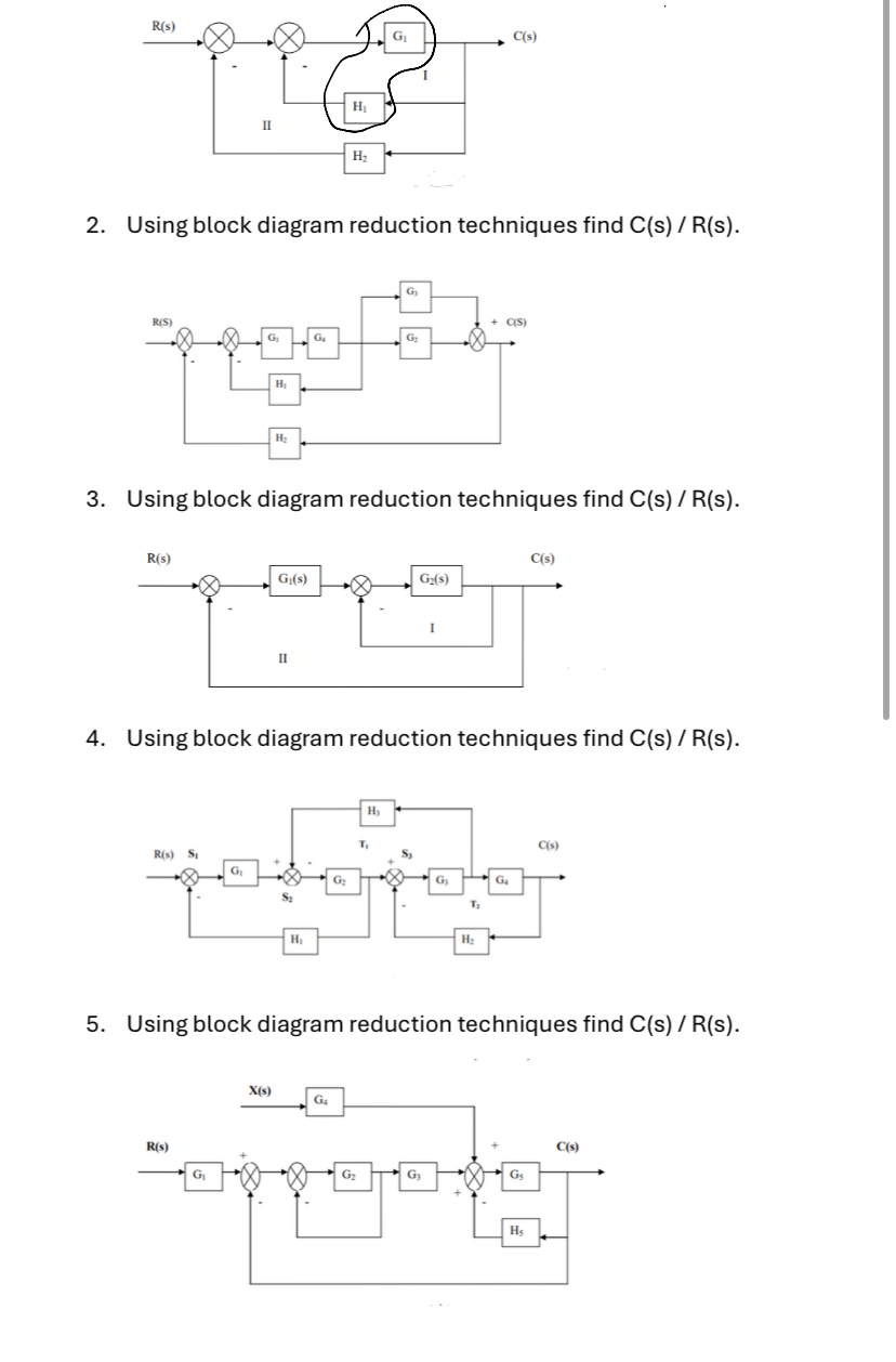 Solved Using block diagram reduction techniques find | Chegg.com