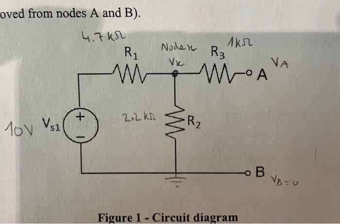 Solved oved from nodes A and B ). Figure 1 - Circuit diagram | Chegg.com