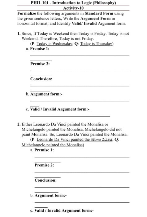 PHIL 101 - Introduction to Logic (Philosophy) | Chegg.com