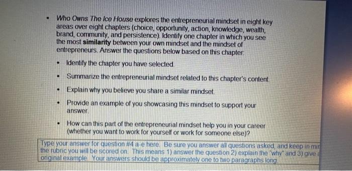 Solved - Who Owns The lce House explores the entrepreneurial | Chegg.com