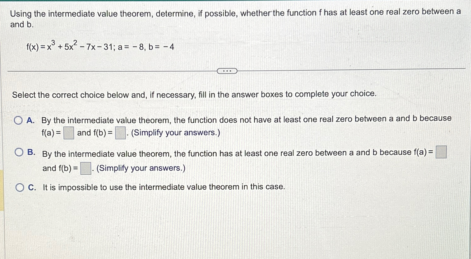 Solved Using the intermediate value theorem, determine, if | Chegg.com
