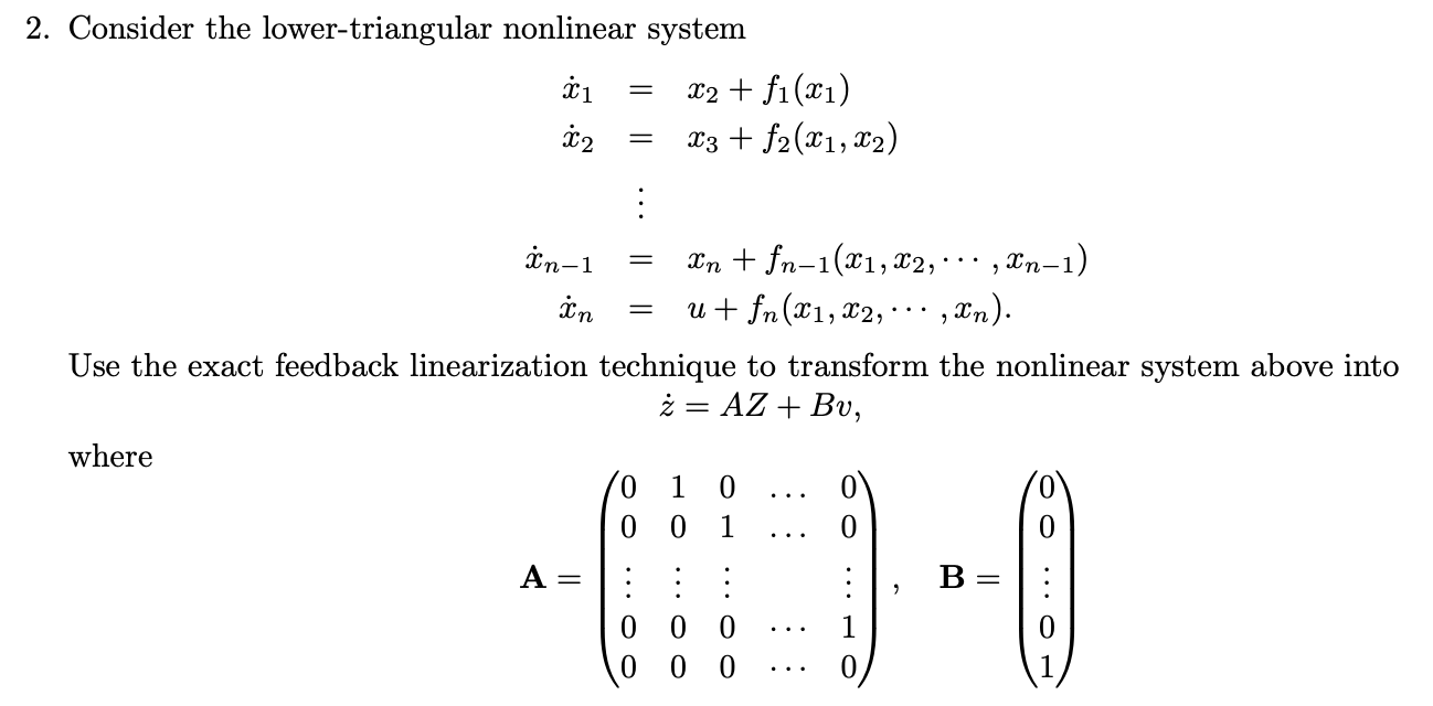 Consider the lower-triangular nonlinear | Chegg.com