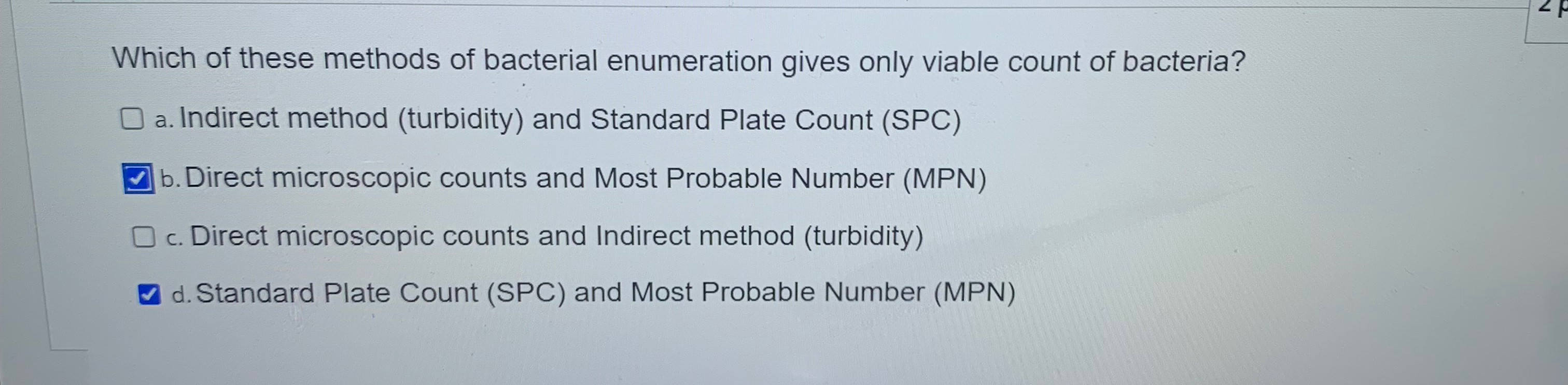 Solved Which of these methods of bacterial enumeration gives | Chegg.com