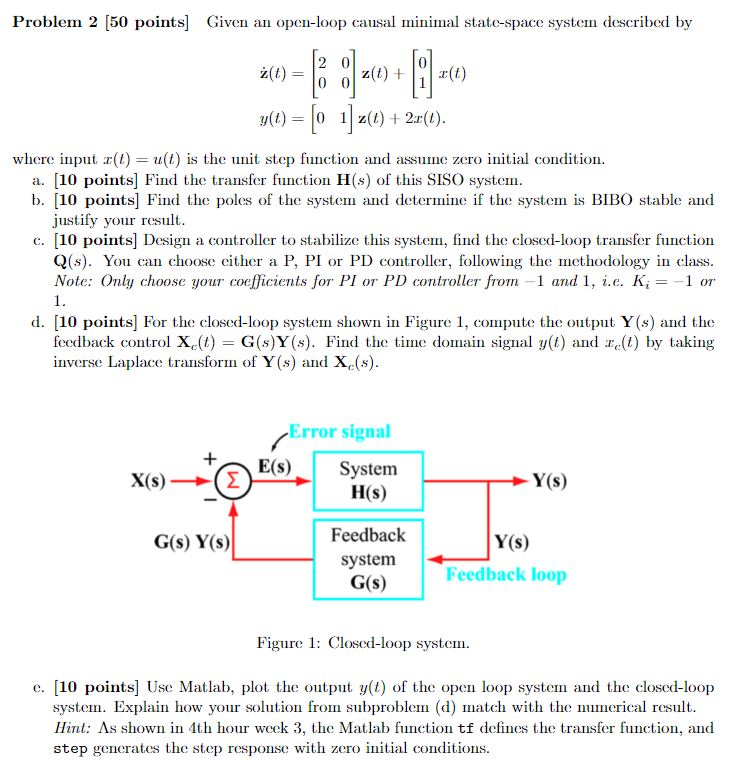 Solved Problem 2 [50 ﻿points] ﻿Given an ﻿open-loop causal | Chegg.com