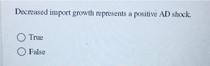 Solved Decreased import growth represents a positive AD | Chegg.com