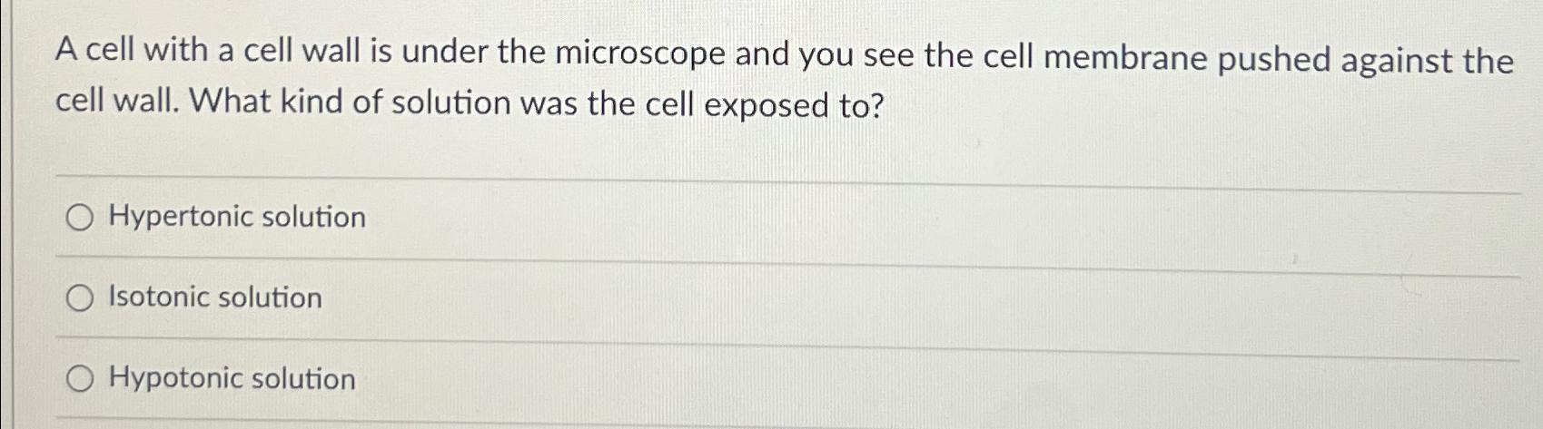 Solved A cell with a cell wall is under the microscope and | Chegg.com