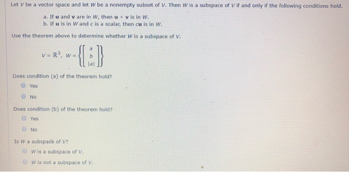 Solved Let V Be A Vector Space And Let W Be A Nonempty