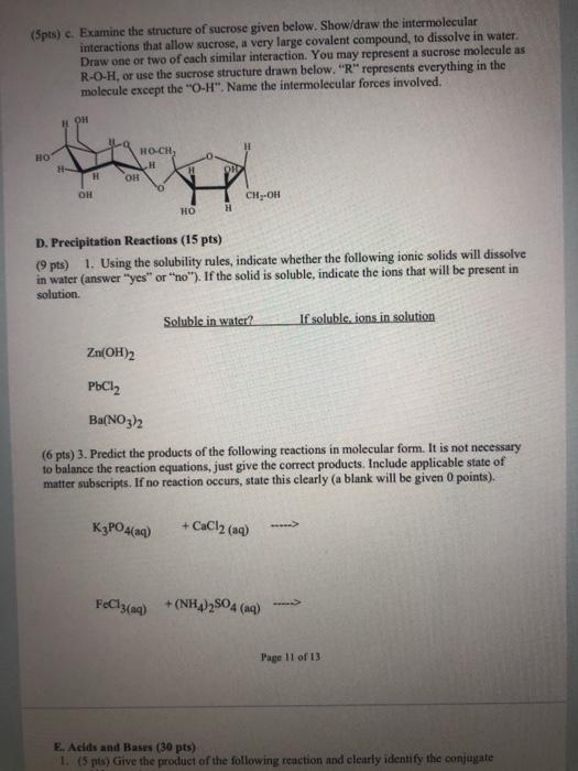 Solved (5pts) e. Examine the structure of sucrose given | Chegg.com