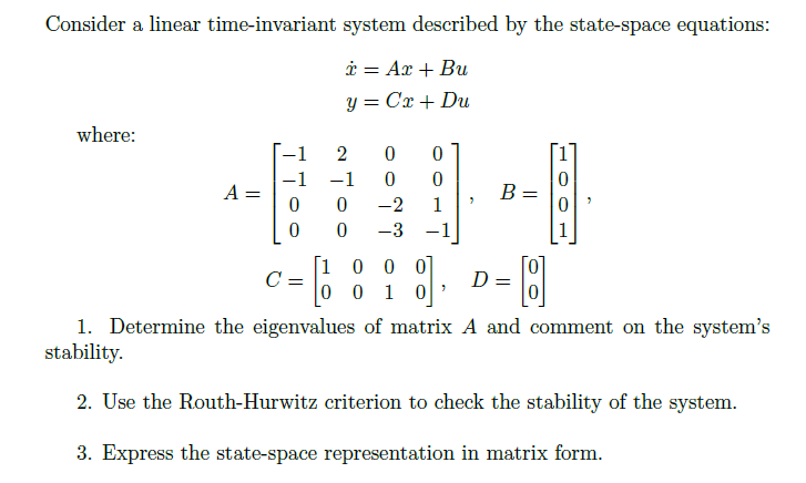 Solved Consider a linear time-invariant system described by | Chegg.com