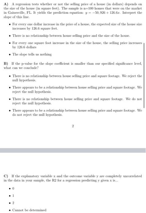 Solved C) For which of the following situations would a | Chegg.com
