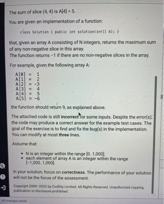 Solved An array A consisting of N integers is given. A slice | Chegg.com