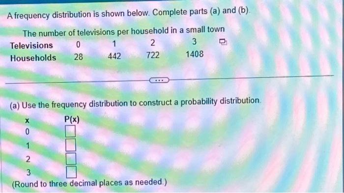 Solved A frequency distribution is shown below. Complete | Chegg.com