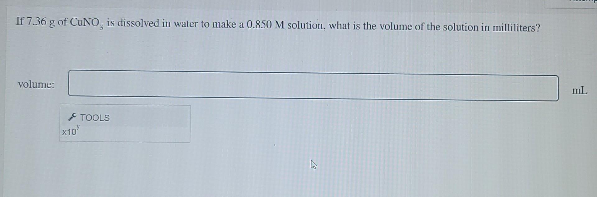 Solved If 7.36 g of CuNO, is dissolved in water to make a | Chegg.com
