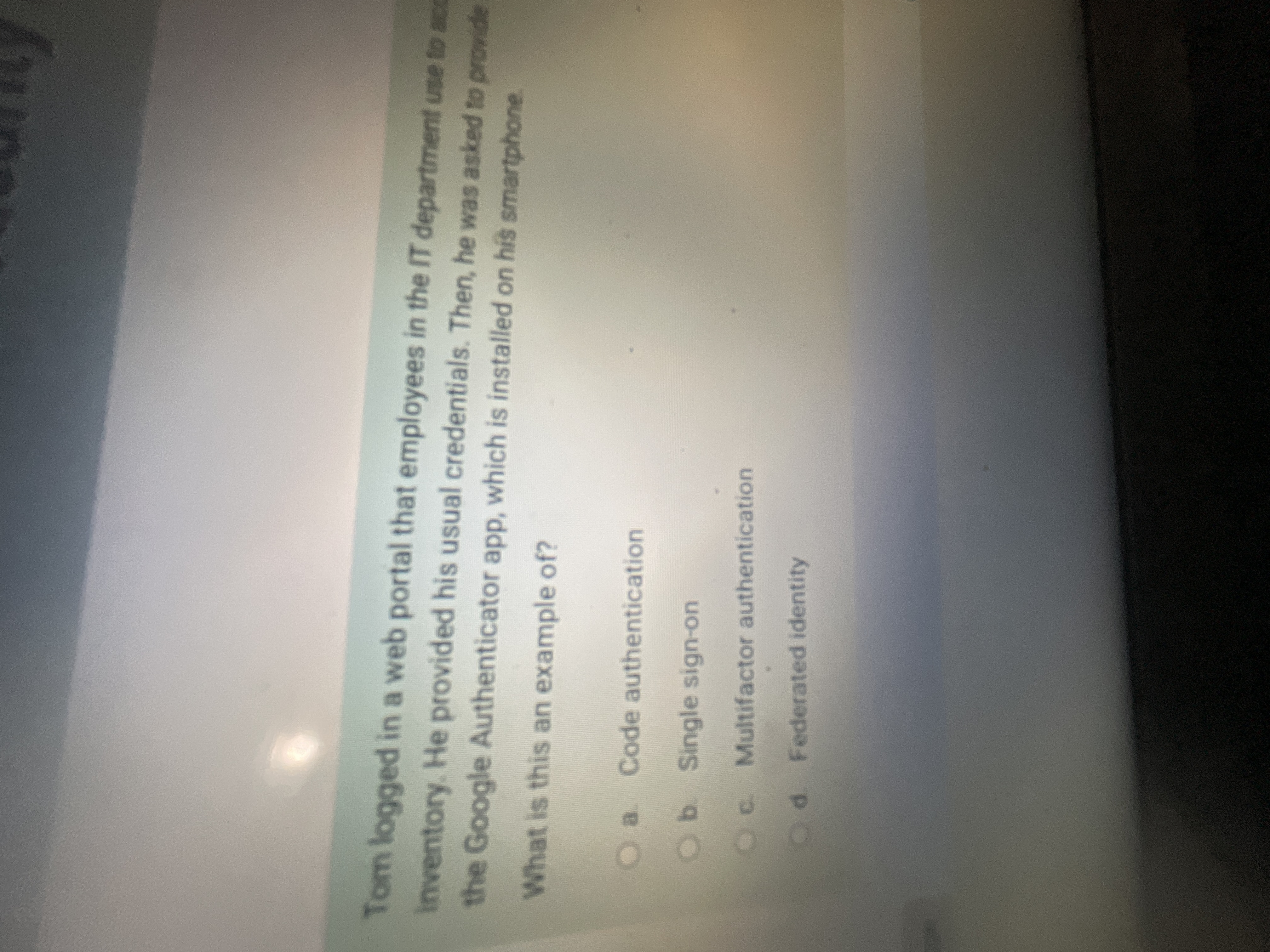 Solved Tom logged in a web portal that employees in the IT | Chegg.com