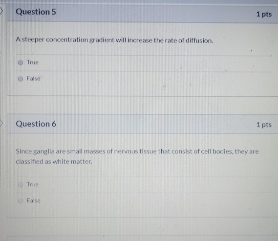 Solved Question 5 1 pts A steeper concentration gradient | Chegg.com