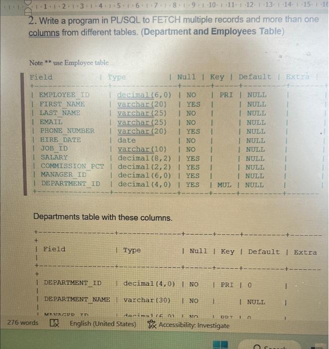 Solved 2. Write a program in PL/SQL to FEi CH multiple | Chegg.com
