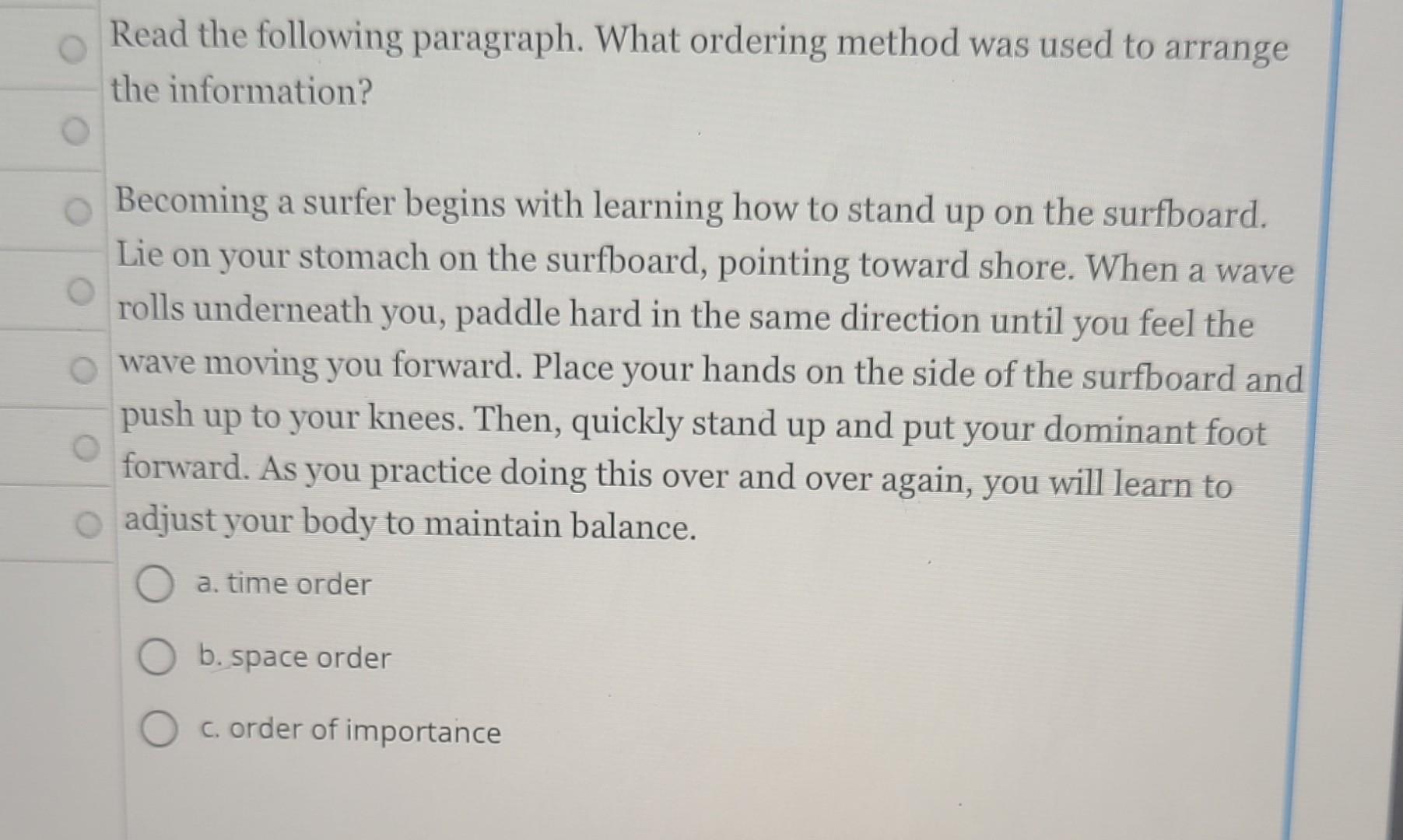 Read the following paragraph. What ordering method | Chegg.com