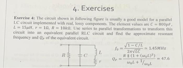 Solved Exercise 4: The circuit shown in following figure is | Chegg.com