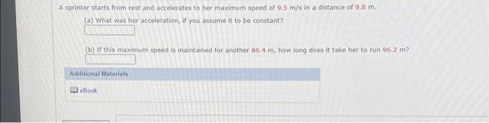 Solved A sprinter starts from rest and accelerates to her | Chegg.com
