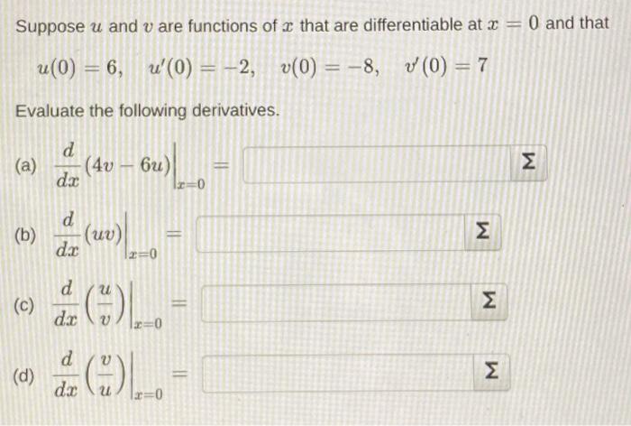 Solved Suppose u and v are functions of a that are | Chegg.com