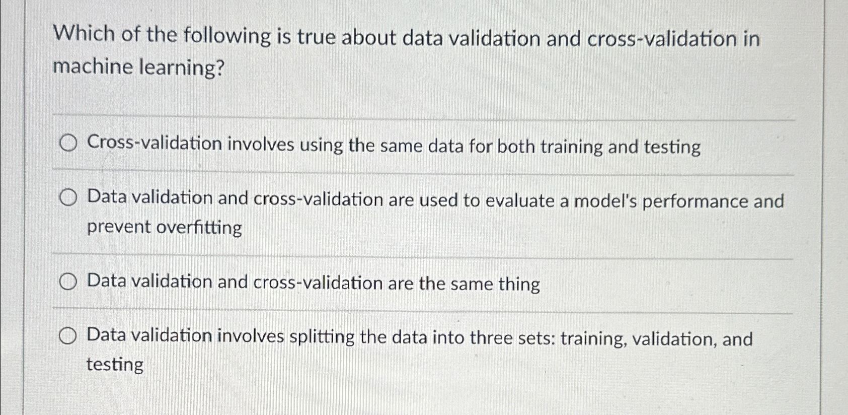 Solved Which of the following is true about data validation | Chegg.com
