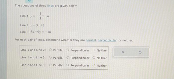 Solved The equations of three lines are given below. Line 1: | Chegg.com