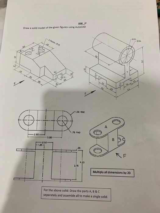 Solved HWU Draw a solid model of the given figures using | Chegg.com