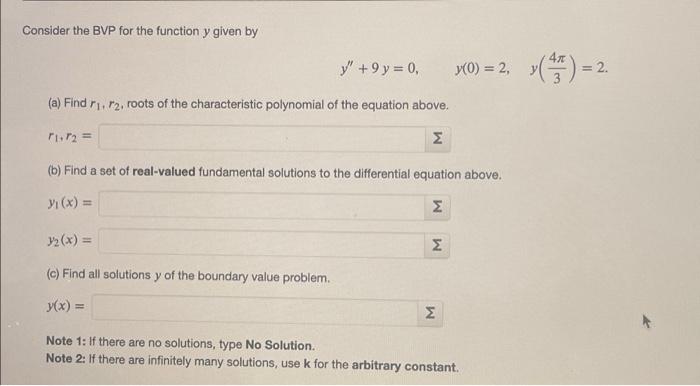 Solved Consider the BVP for the function y given by 40 y + 9 | Chegg.com