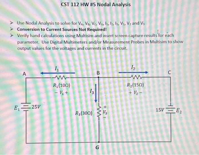 Solved CST 112 HW \#5 Nodal Analysis Use Nodal Analysis to | Chegg.com