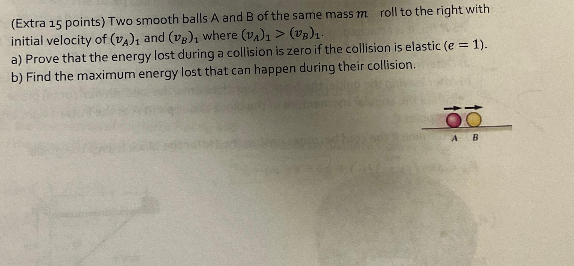 Solved (Extra 15 ﻿points) ﻿Two smooth balls A and B ﻿of the | Chegg.com