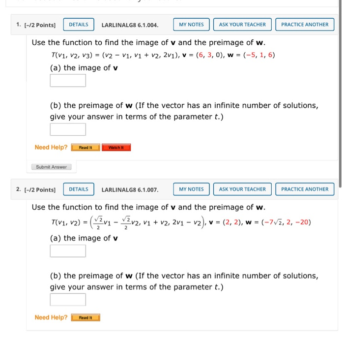 Solved 1. [-12 Points) DETAILS LARLINALG8 6.1.004. MY NOTES | Chegg.com Solved 1. [-12 Points) DETAILS LARLINALG8 6.1.004. MY NOTES | Chegg.com