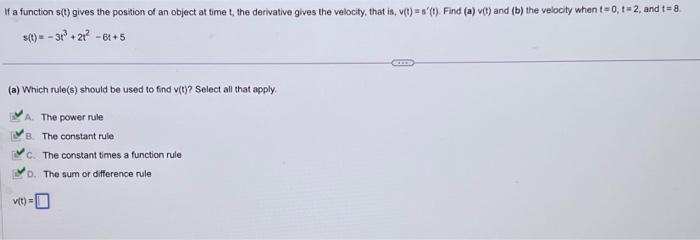 Solved If a function s(t) gives the position of an object at | Chegg.com