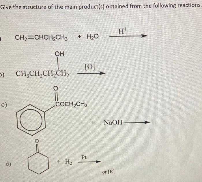 Solved Give the structure of the main product(s) obtained | Chegg.com