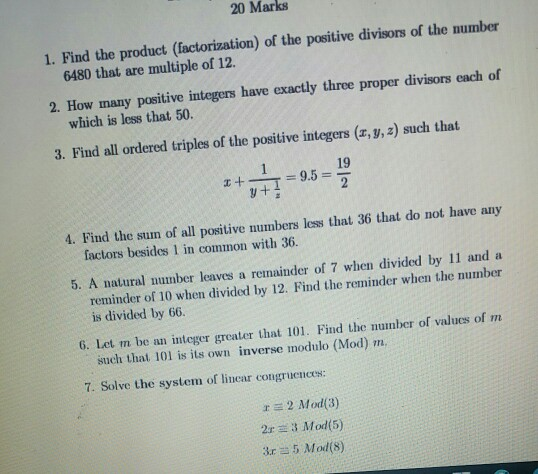 Solved 20 Marks 1. Find the product (factorization of the | Chegg.com