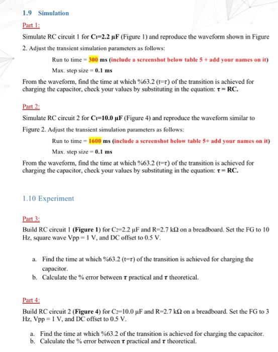 Solved Figure 1 Rc Circuit 1figure 4 Rc Circuit 2part 1