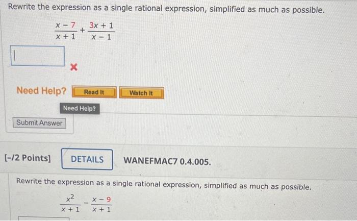 Solved Rewrite the expression as a single rational | Chegg.com