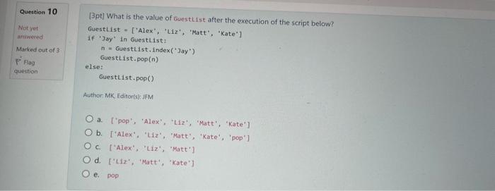 Solved [3pt] What is the value of Guestlist after the | Chegg.com